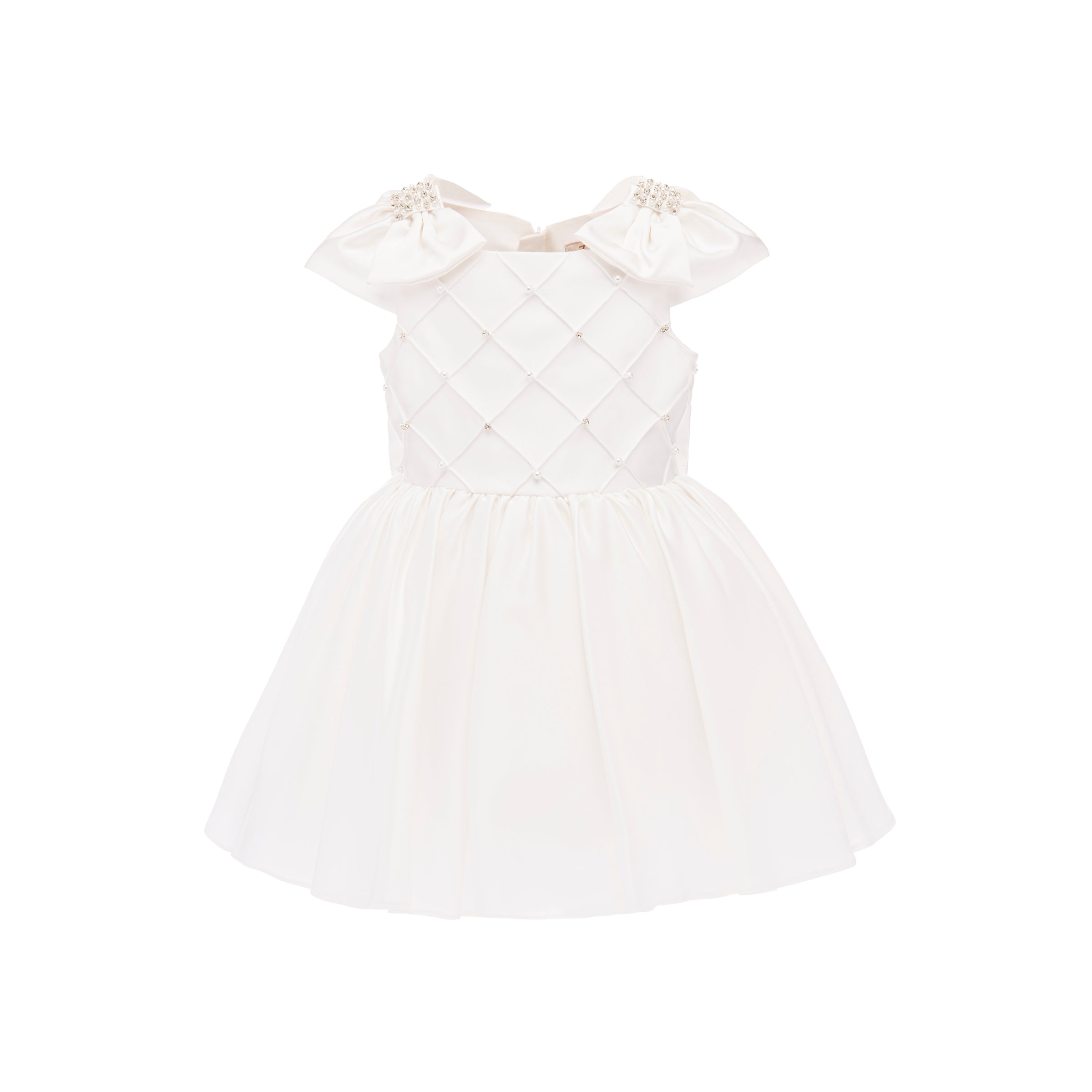 White Alondra Quilted Teacup Dress - kids atelier